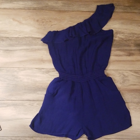 Mauve | Other | Maude Blue One Shoulder Romper | Poshmark